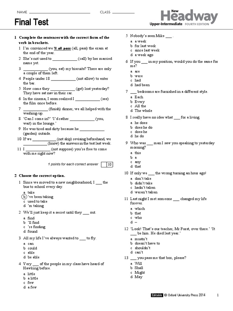 Final Upper Test Pdf