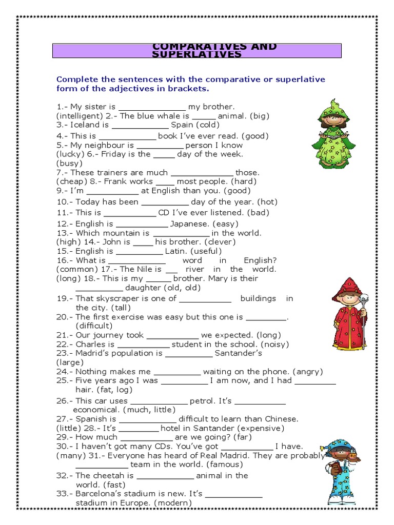 Comparatives & Superlatives Practice | PDF | Young Adult