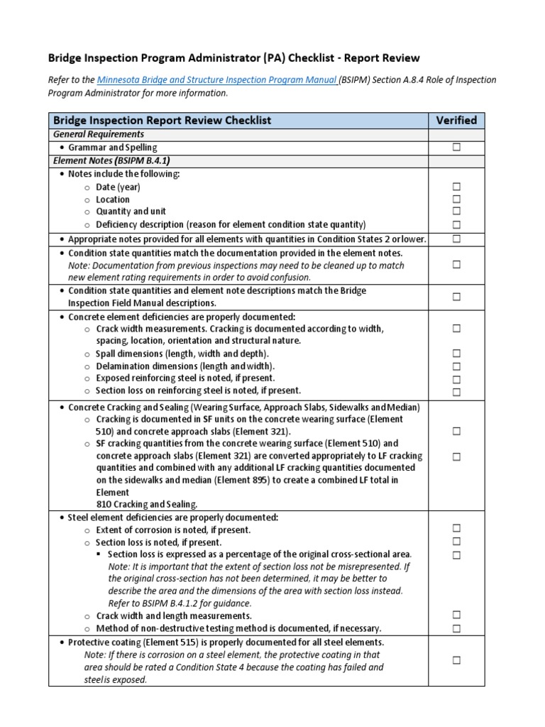Bridge Inspection Program Administrator's Comprehensive Review of ...
