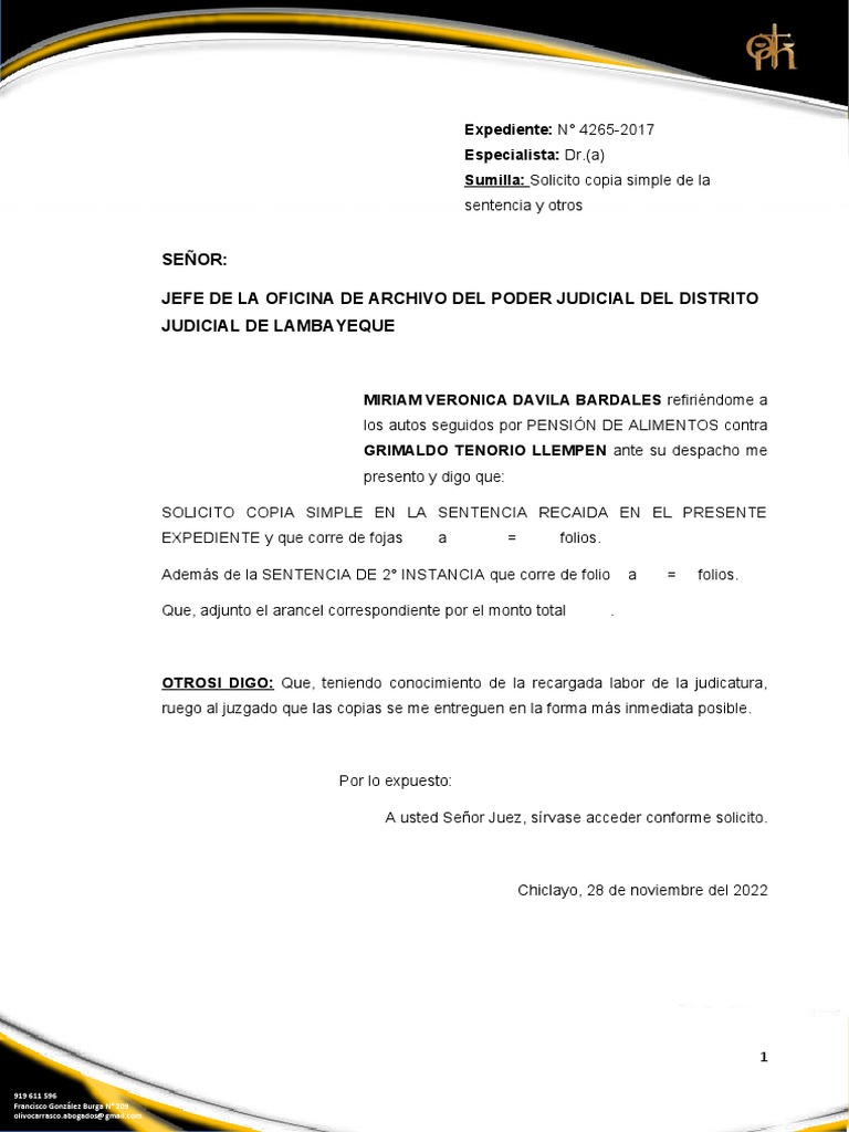 Solicitud de Copias Simple | PDF