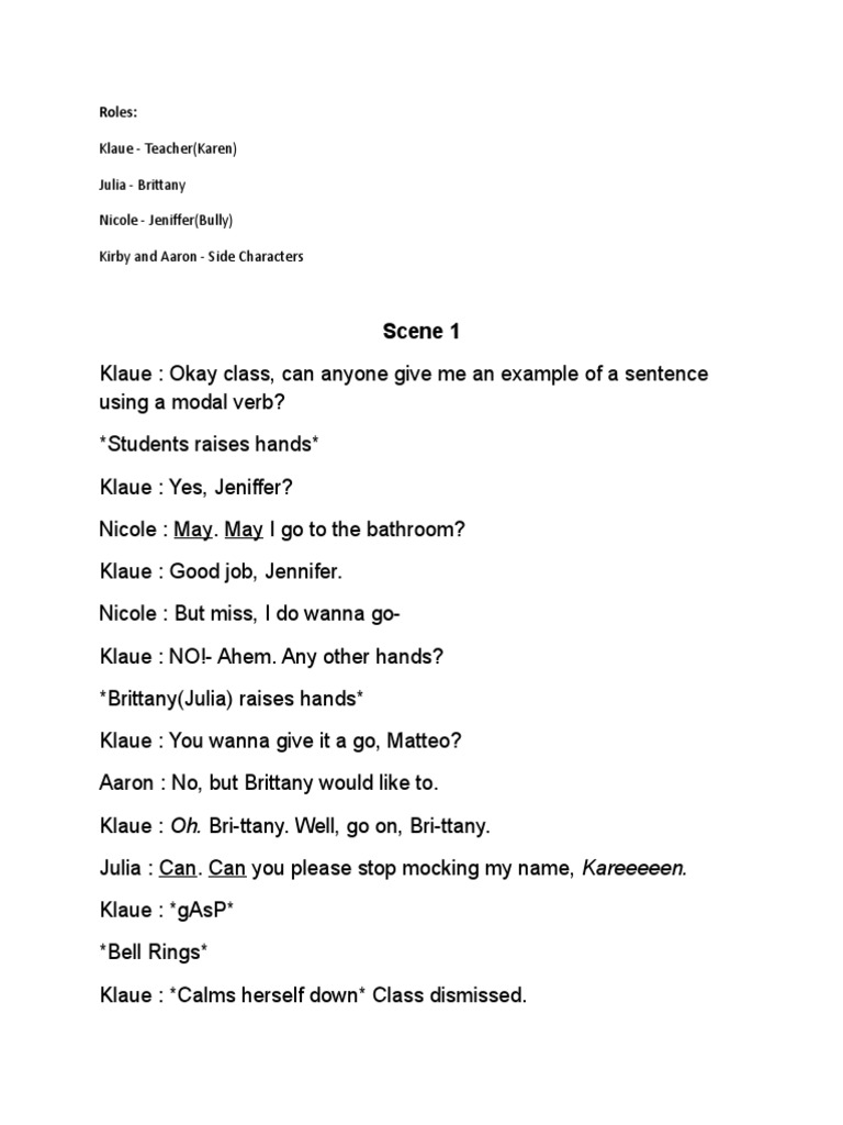 Modal Verb Roleplay Script | PDF