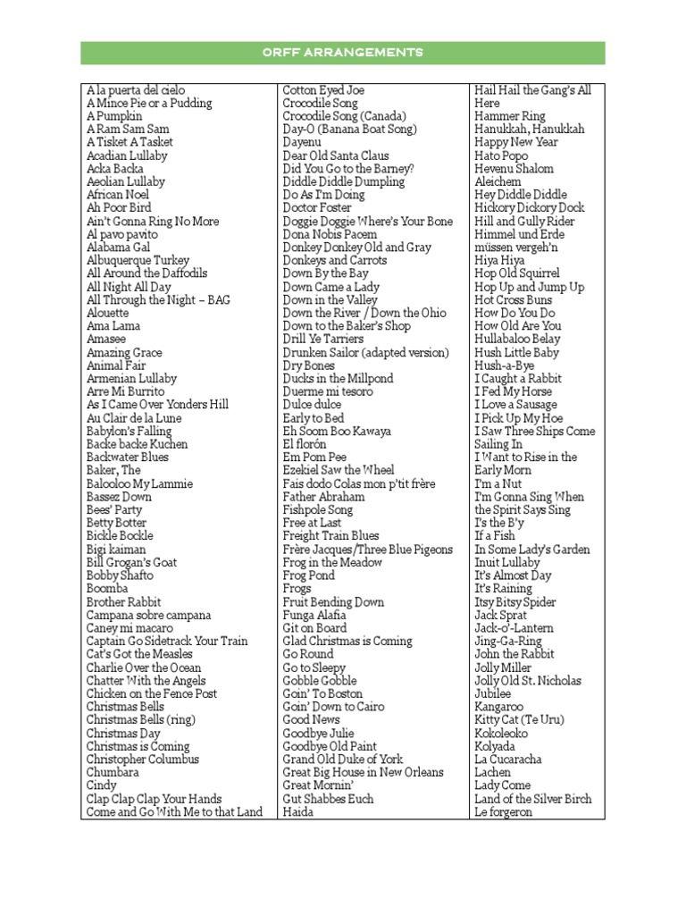 Orff With Table of Contents | PDF | Rhythm | Recorder (Musical Instrument)
