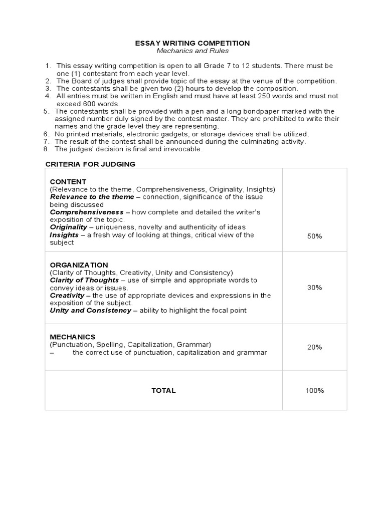 Essay Writing Competition | PDF