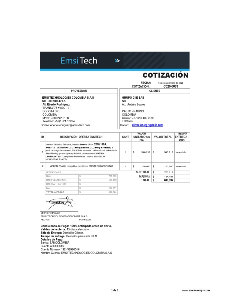 C020-0070 Siie 3F 160a +modem | PDF | Electricidad | Telecomunicaciones