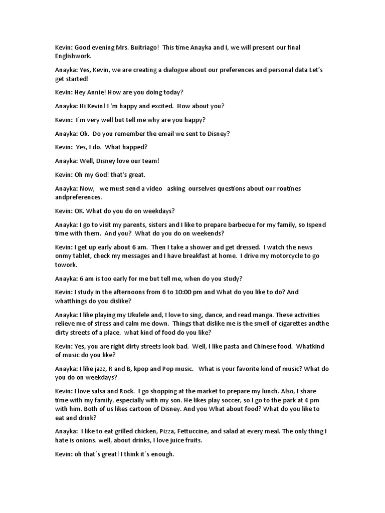 Disney Dialogue Preferences | PDF