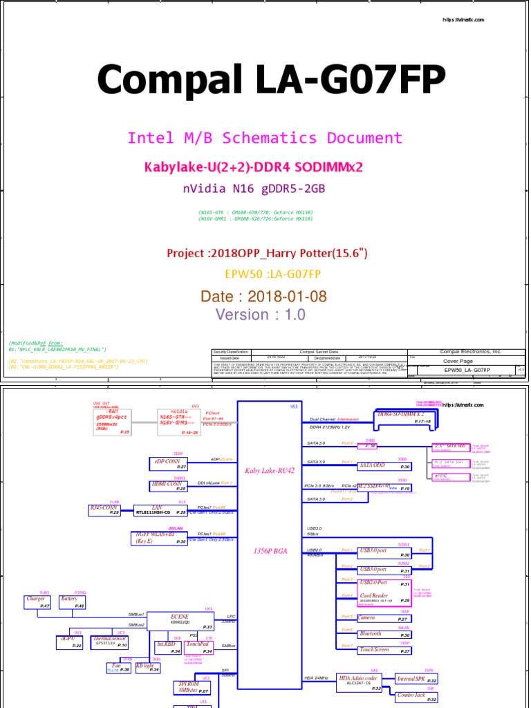 HP 250 g7 Compal La-G07fp Epw50 Rev 1.0 (v0.3) | PDF | Solid State Drive | Personal Computers