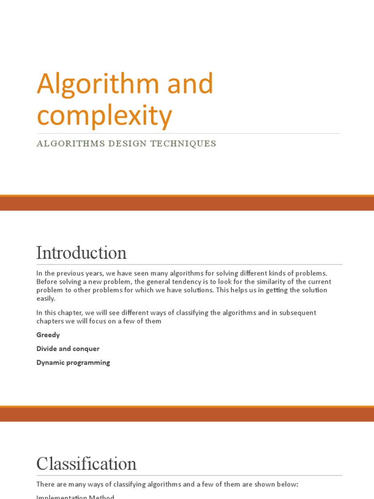 Algorithms Design Techniques | PDF | Time Complexity | Dynamic Programming Algorithms Design Techniques | PDF | Time Complexity | Dynamic Programming