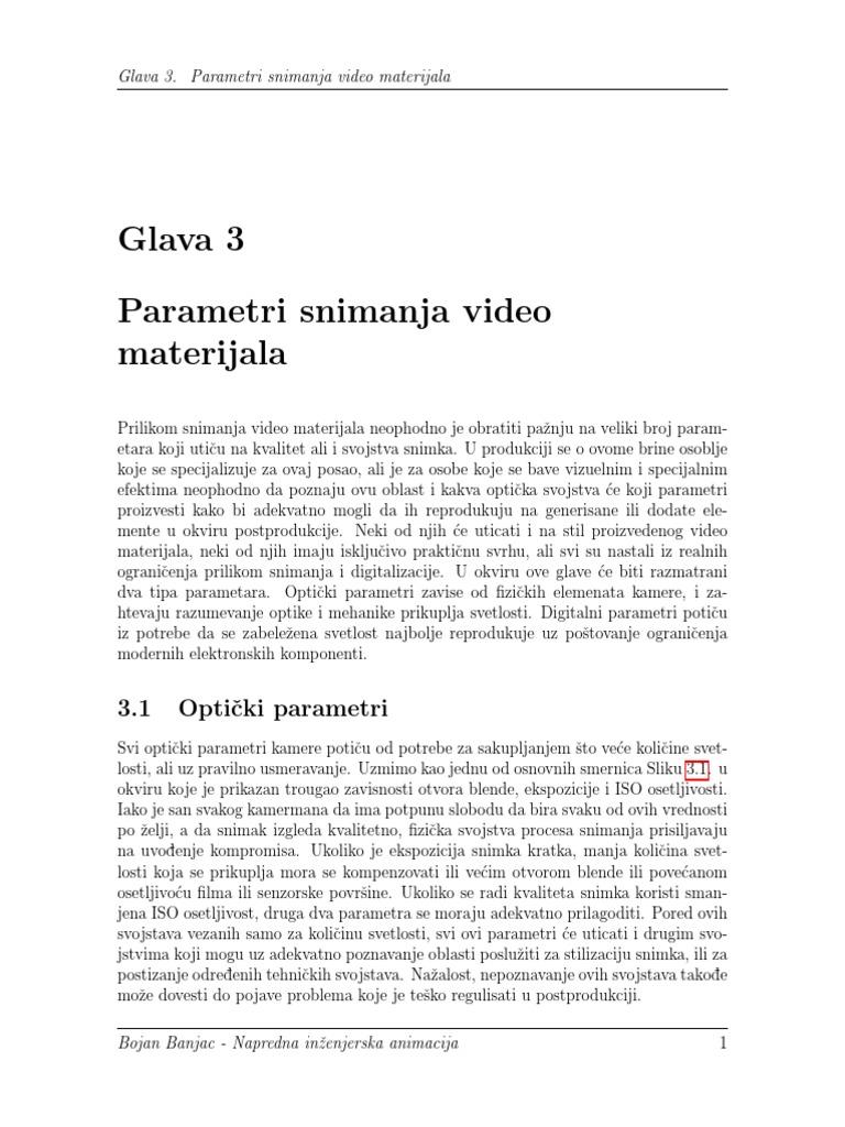 Predavanje - Parametri Snimanja Video Materijala | PDF