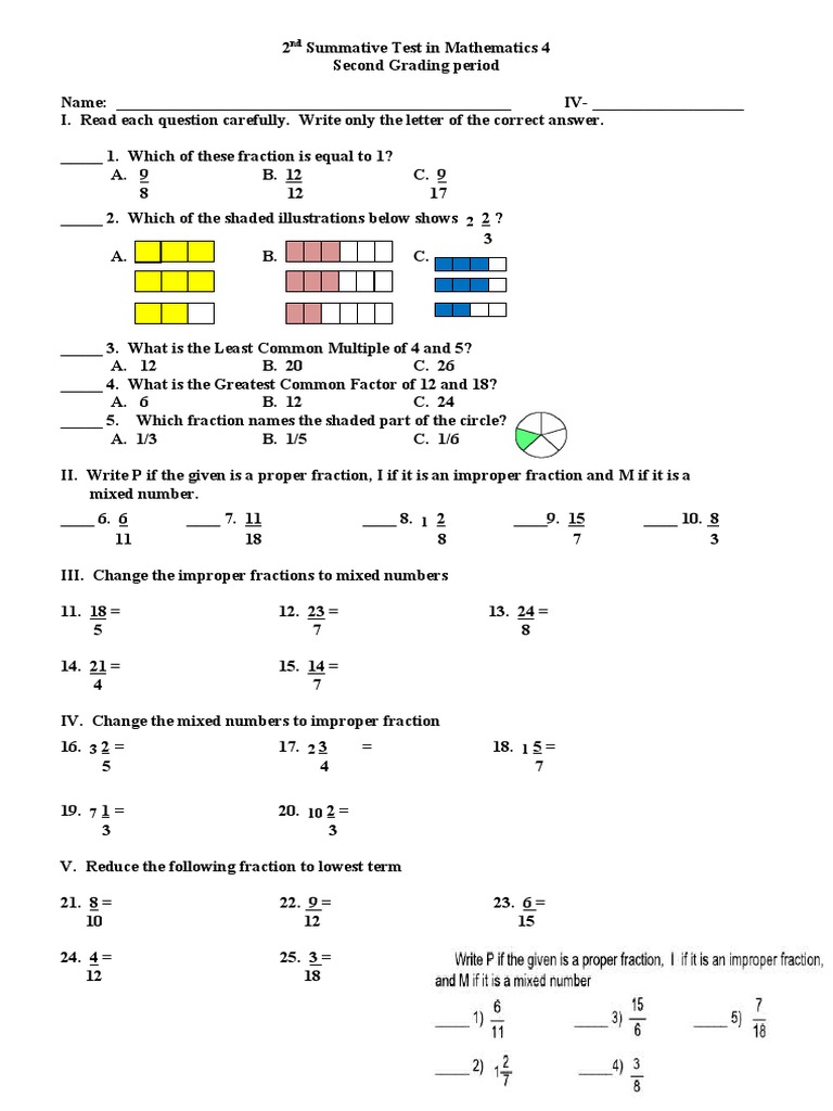 2nd Summative Test in Math | PDF