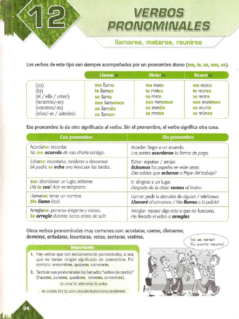 Fanjul GPE - Unidad 012 - Verbos Pronominales | PDF