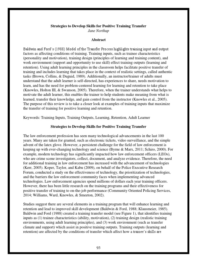 Positive Training Transfer | PDF | Learning | Mentorship