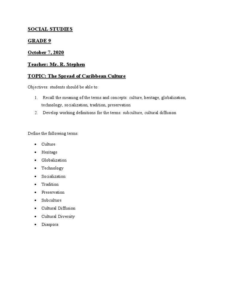 Social Studies Grade 9 | PDF