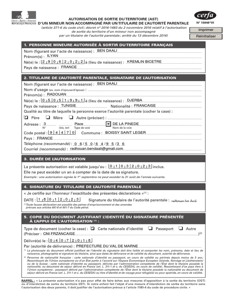 Cerfa 15646-01 | PDF | Passeport | Gouvernement