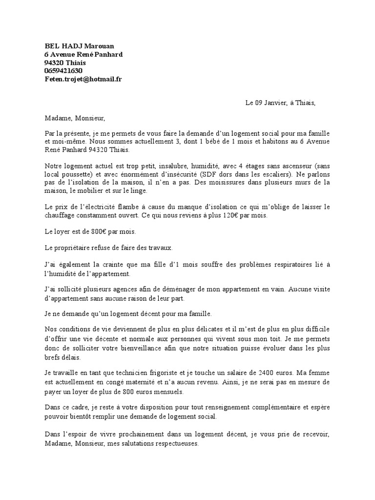Lettre Demande Logement Social | PDF