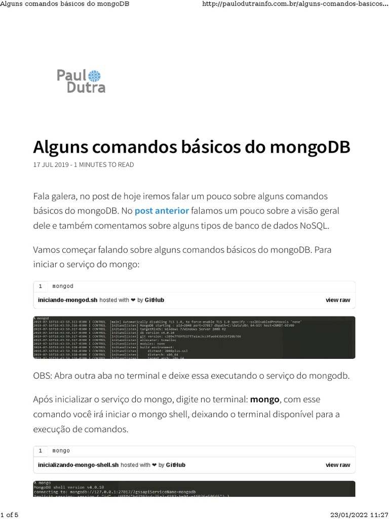 Alguns Comandos Básicos Do MongoDB | PDF | Informática