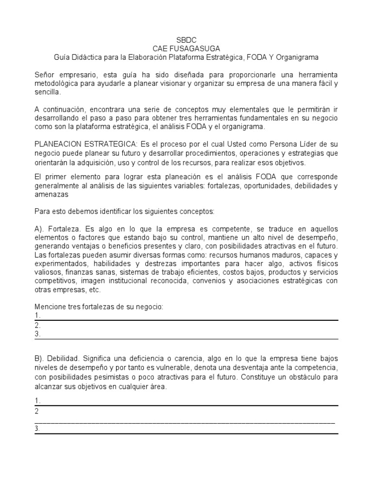Guia Didactica Plataforma Estrategica Dofa y Organigrama | PDF ...
