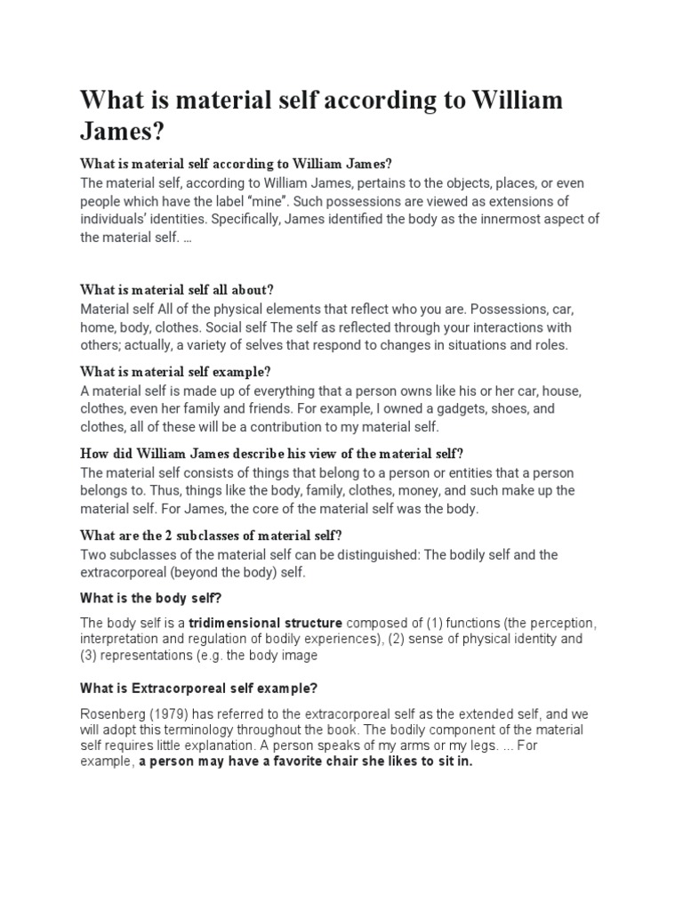 Material Self | PDF | Self Esteem | Self