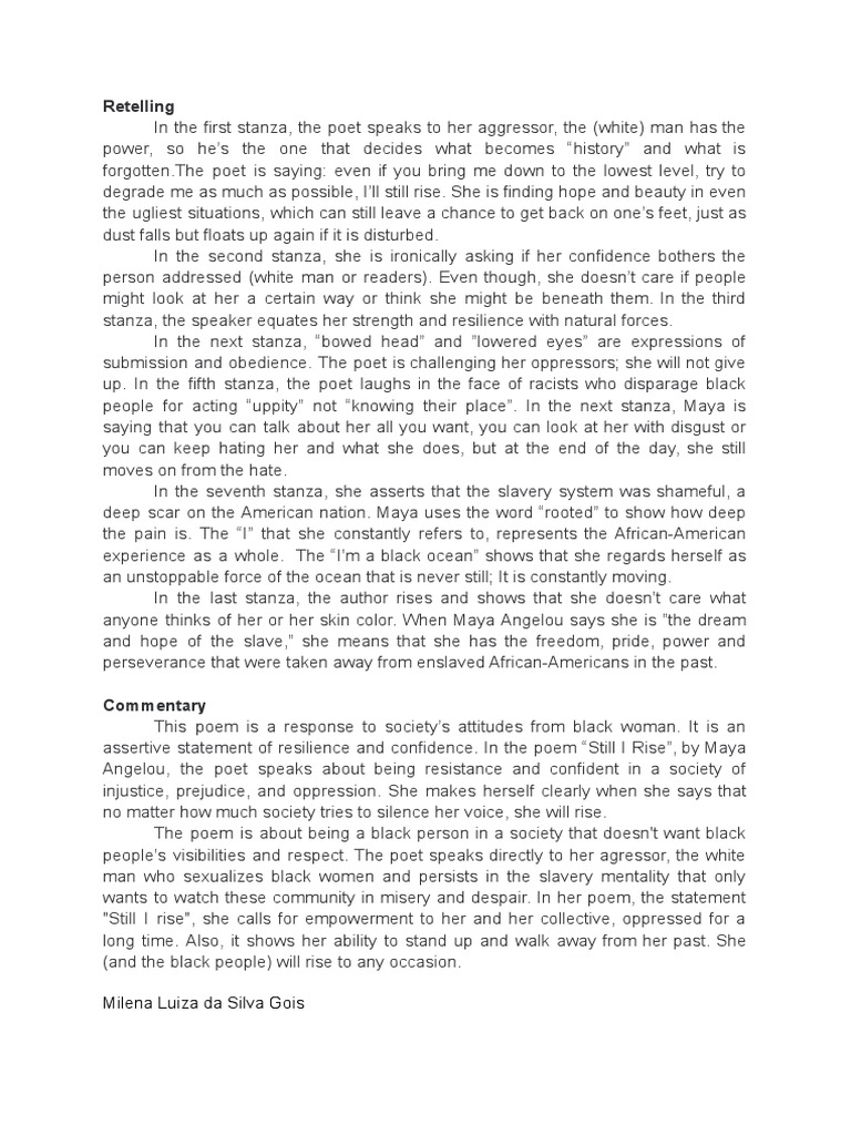 Still I Rise's Retelling and Commentary | PDF