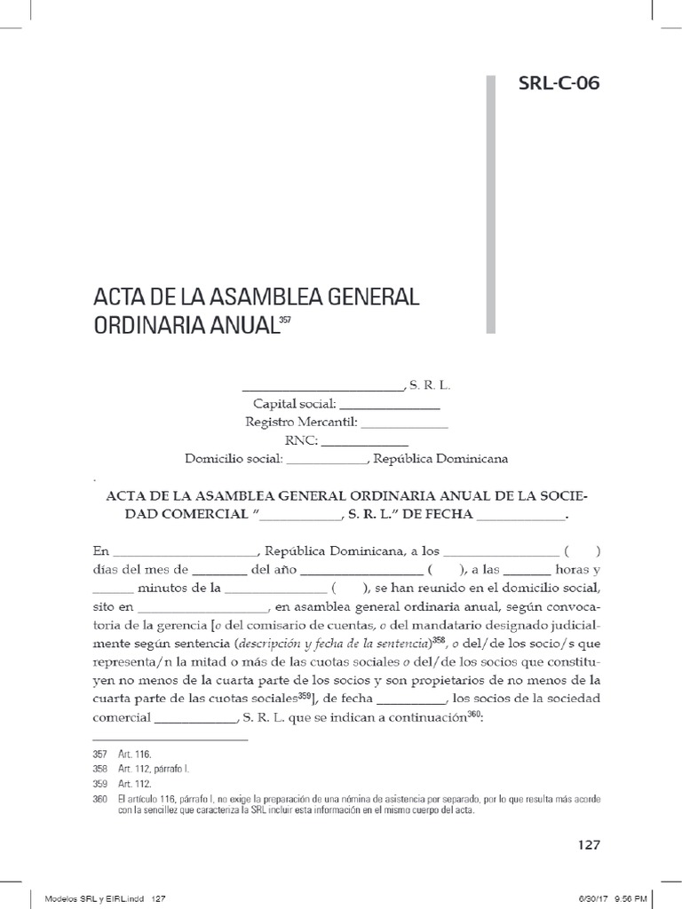 Acta de La Asamblea General Ordinaria Anual | PDF