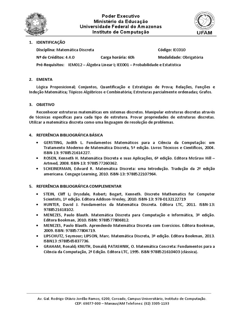 Matemática Discreta: estruturas, lógica, grafos e indução | PDF ...