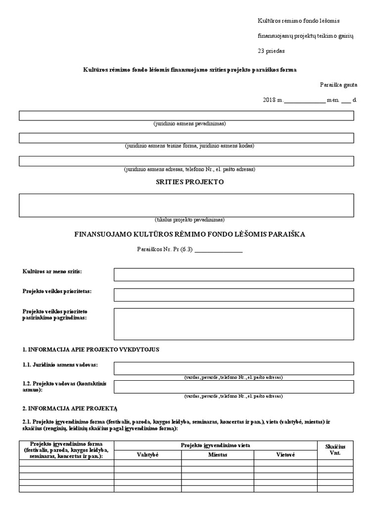 Paraiškos Forma - 2020 - Sritys | PDF