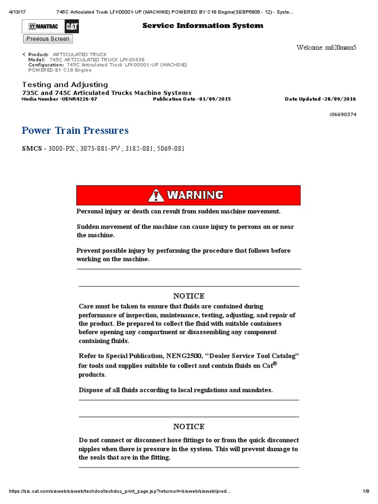 745 Transmission Testing and Calipration | PDF | Clutch | Calibration