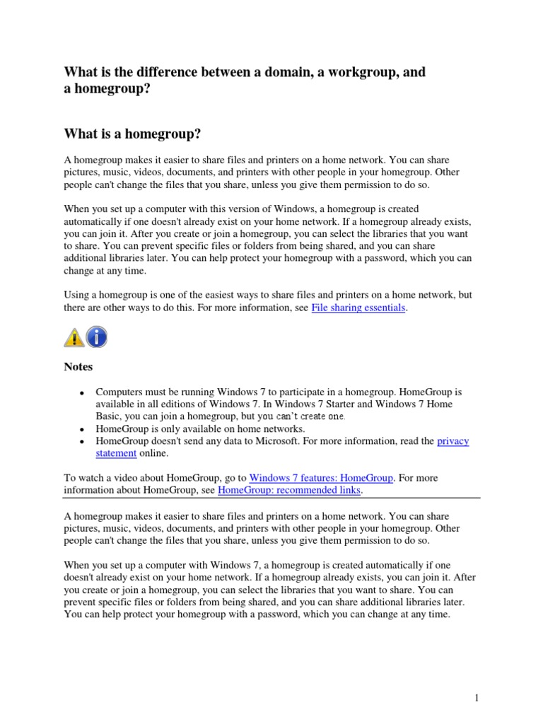 What Is The Difference Between A Domain, Workgroup and Homegroup | PDF ...
