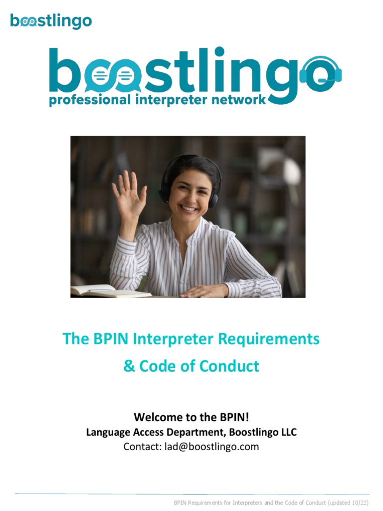 BPIN Interpreter Reqs & Code of Conduct. | PDF | Language ...