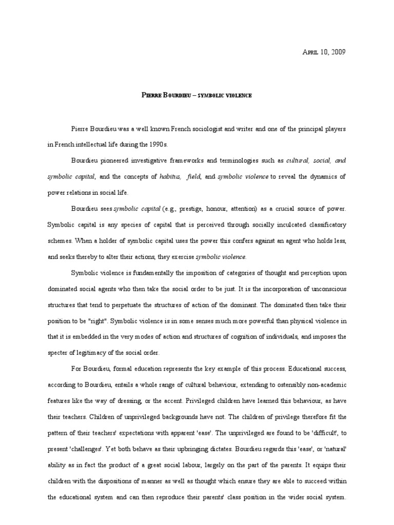 Understanding Bourdieu's Symbolic Violence | PDF | Philosophical ...