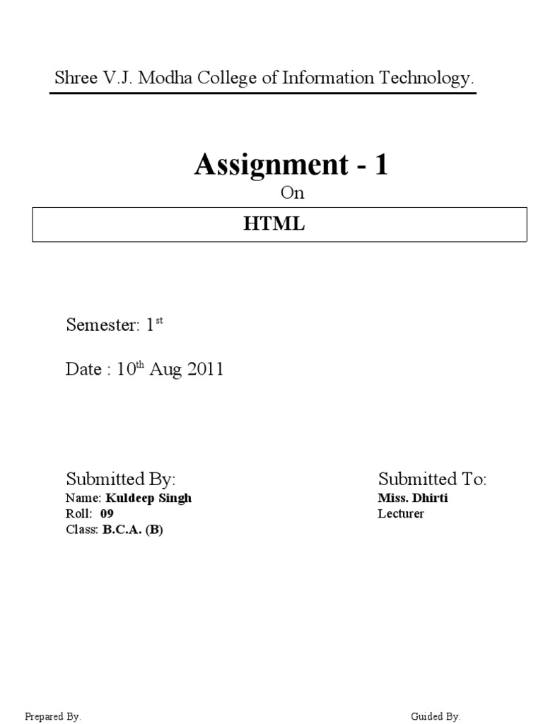 Assignment - 1: Shree V.J. Modha College of Information Technology ...