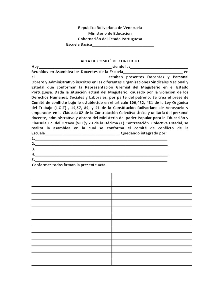 Acta de Comite de Conflicto | PDF