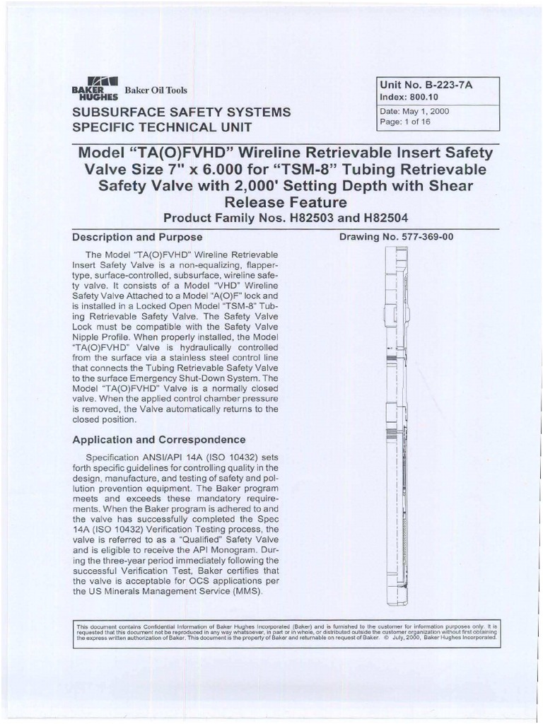 84 Baker h82503 h82504 Taofvhd WRSSSV Manual | PDF