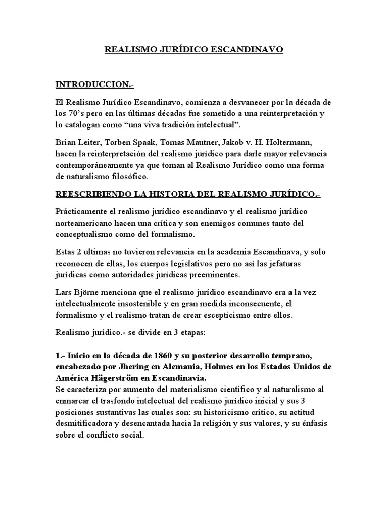 Resumen Realismo Juridico Escandinavo | PDF | Realismo filosófico | Materialismo