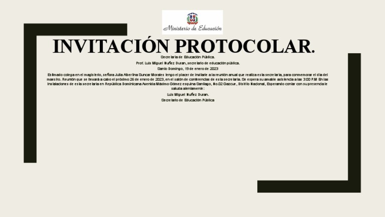 Invitación Protocolar Carta | PDF