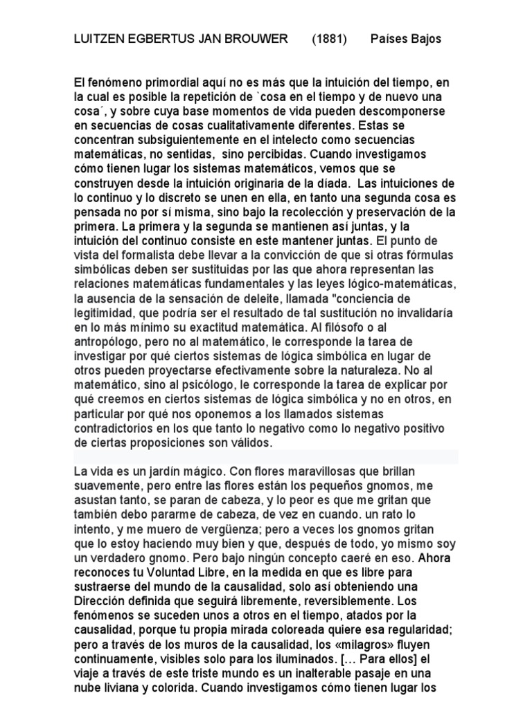 1881 Luitzen Egbertus Jan Brouwer | PDF | Lógica | Matemáticas