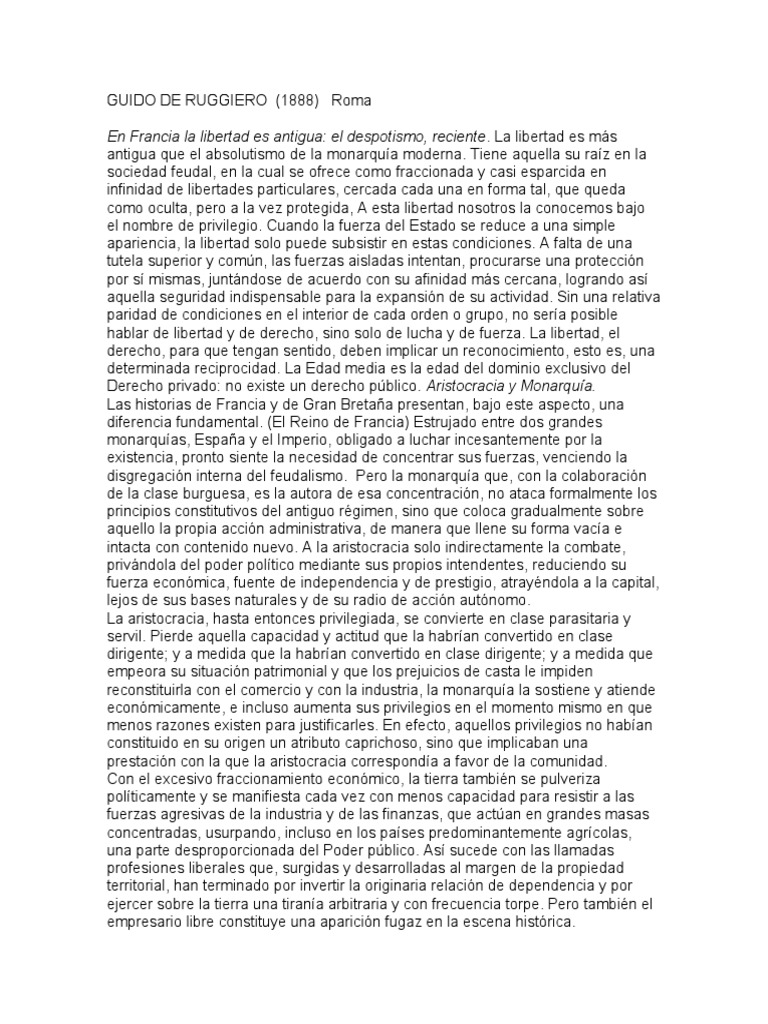 1888 Guido de Ruggiero | PDF | Libertad | Feudalismo