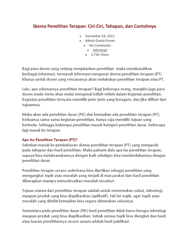 Contoh dan Skema Penelitian Terapan | PDF