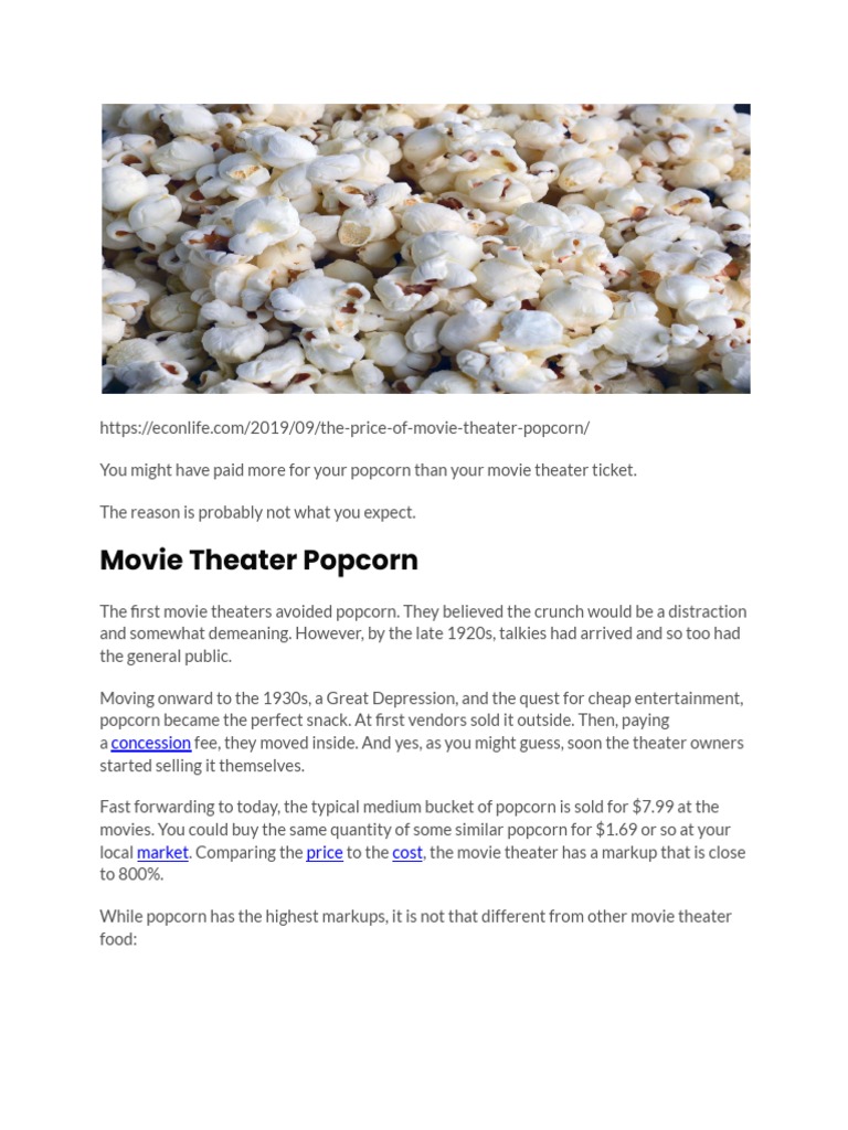 Movie Popcorn Pricing Explained | PDF | Price Discrimination | Movie Theater