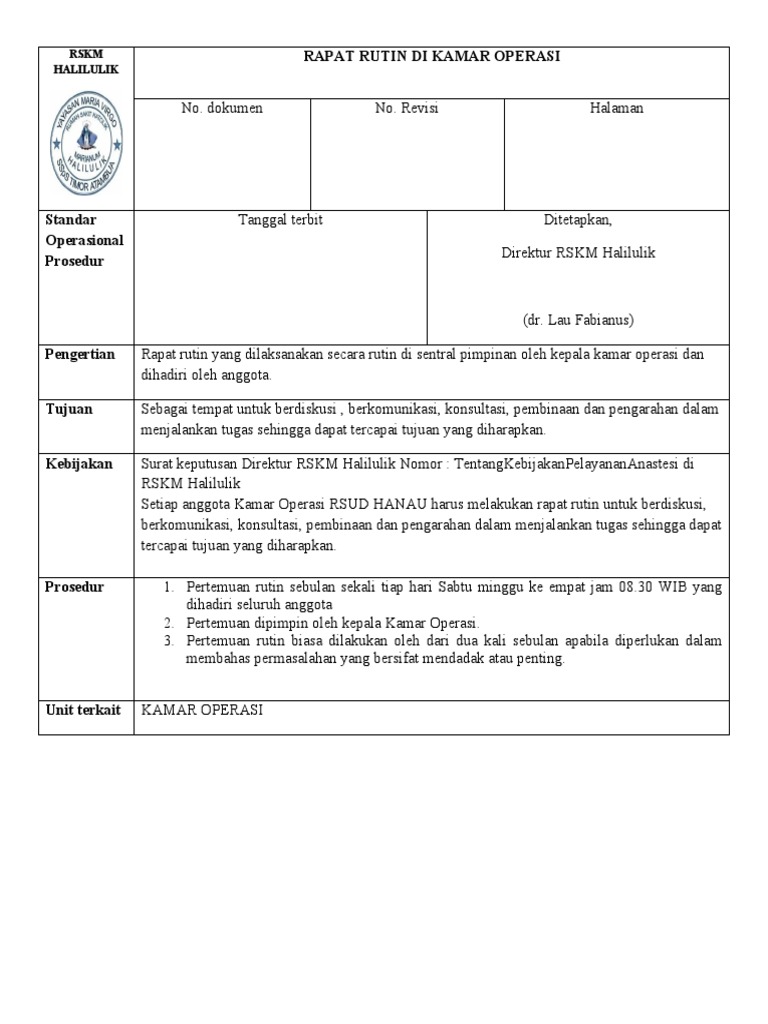 SOP Rapat Rutin Ok | PDF