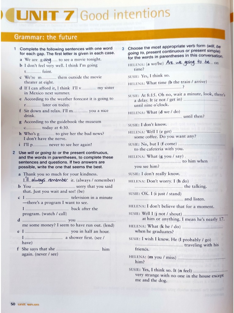 Unit 7 WB Good Intentions | PDF