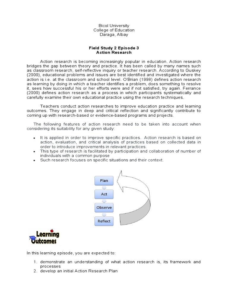 Field Study 2 Learning Episode 3 Action Research | PDF | Teaching Method | Teachers
