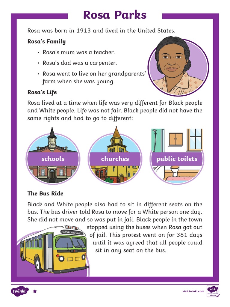Rosa Parks: A KS1 Comprehension Guide | PDF | Rosa Parks | Bus