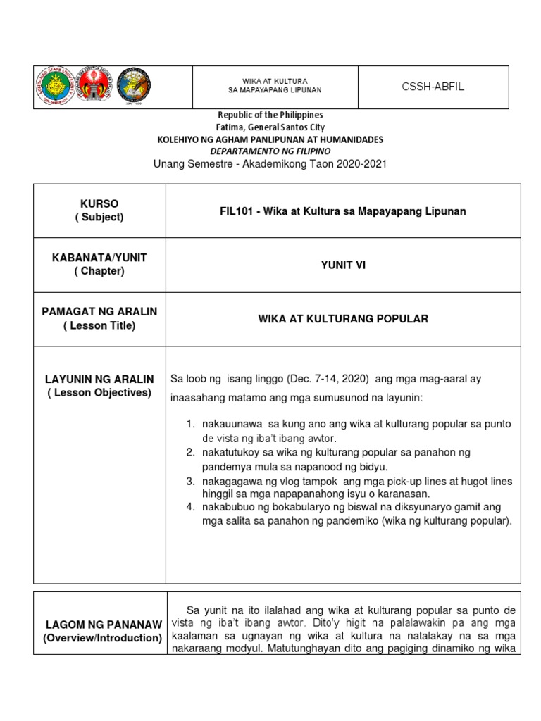Modyul 6 Fil101 | PDF