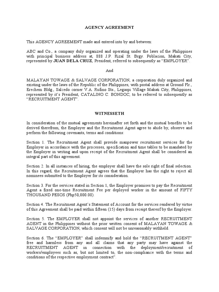 Contract of Agency | PDF | Employment | Common Law