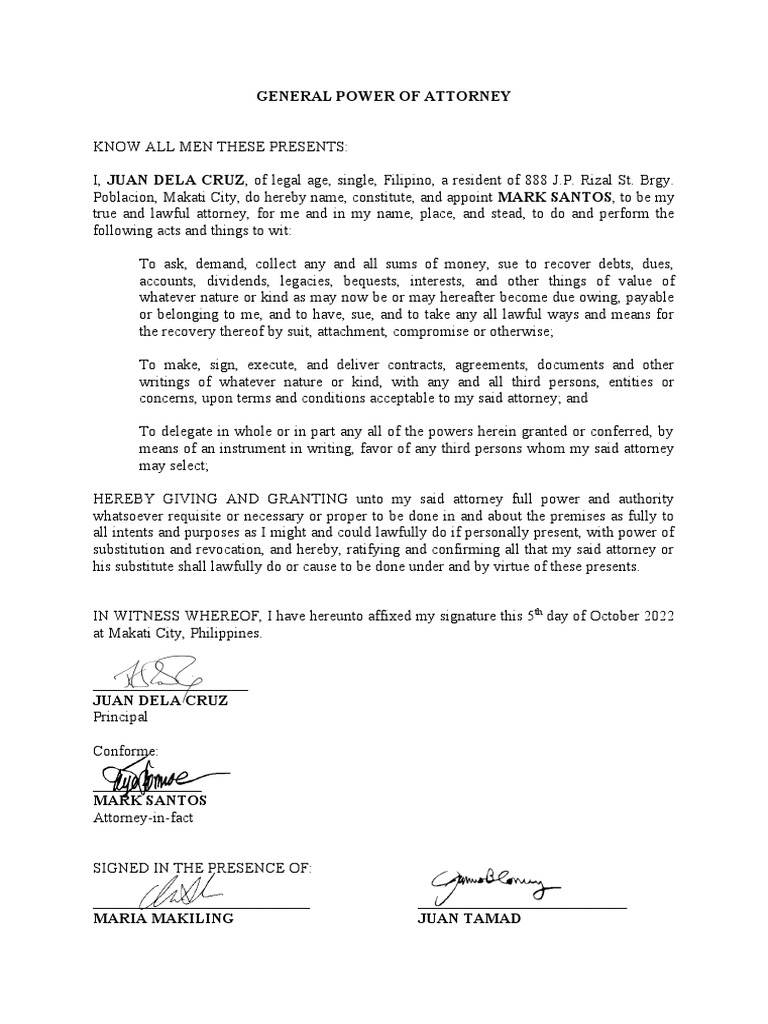 General Power of Attorney | PDF | Power Of Attorney | Private Law