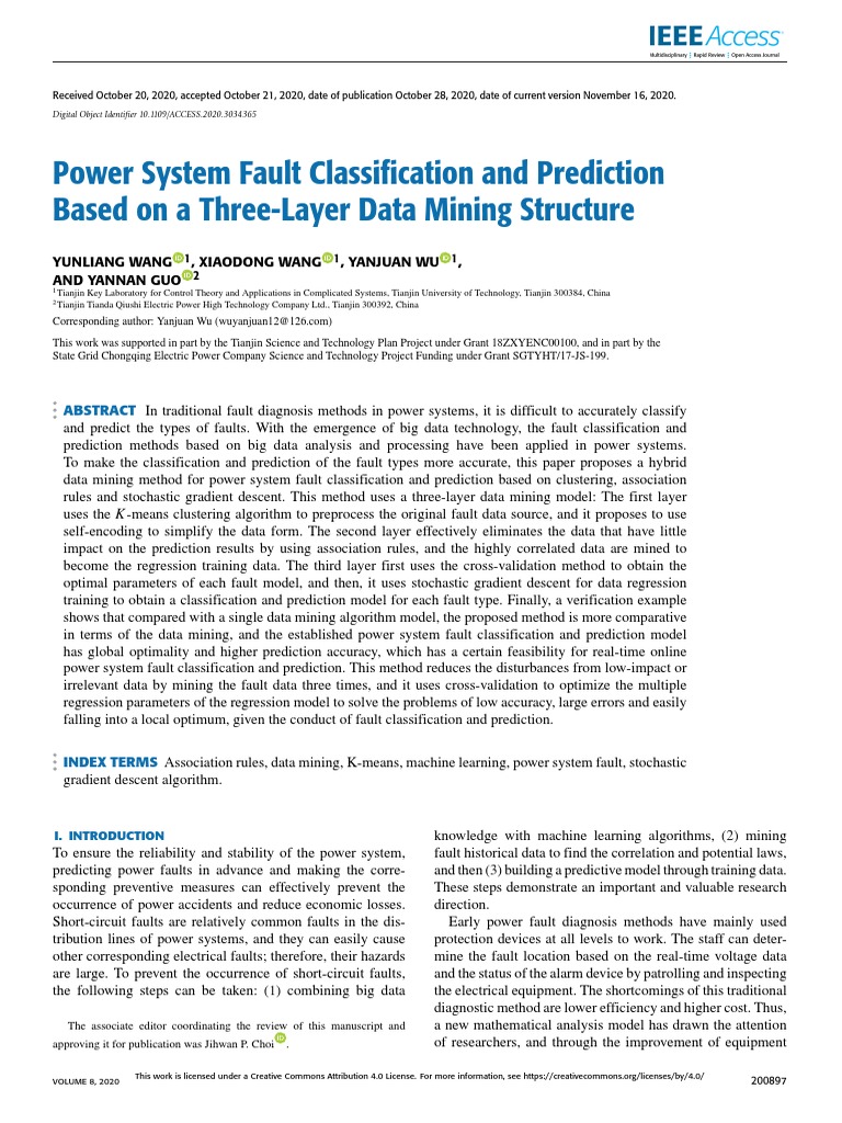 Power System Fault Classification and Prediction Based On A Three-Layer Data Mining Structure ...