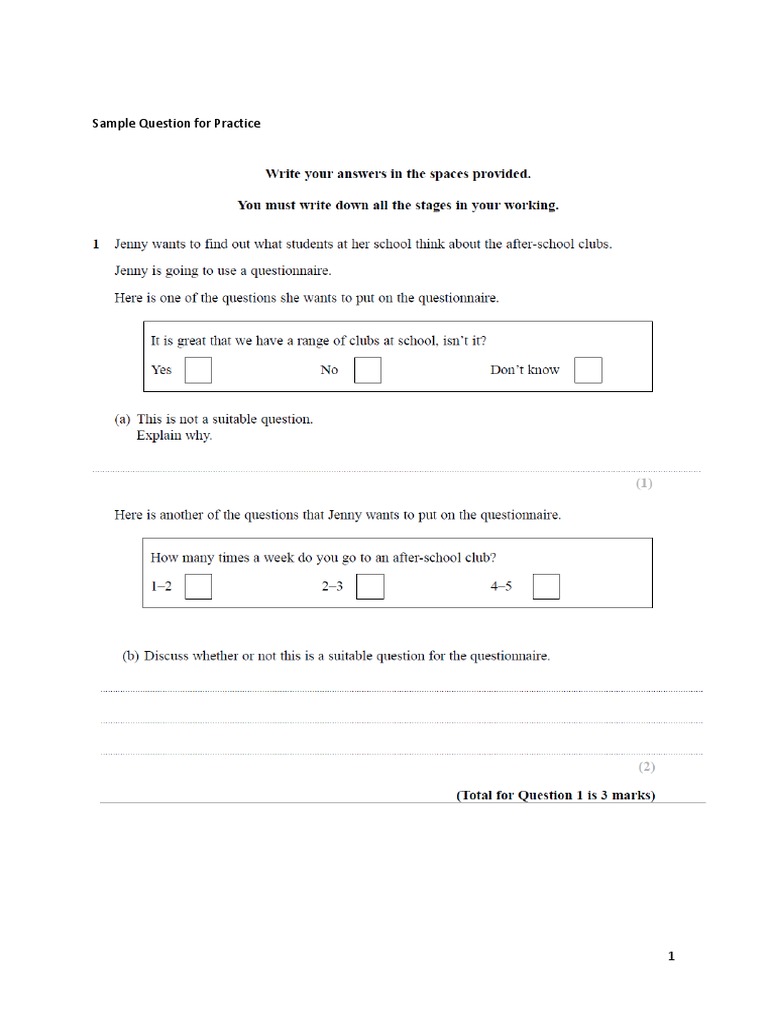 Sample Test Paper 1 | PDF