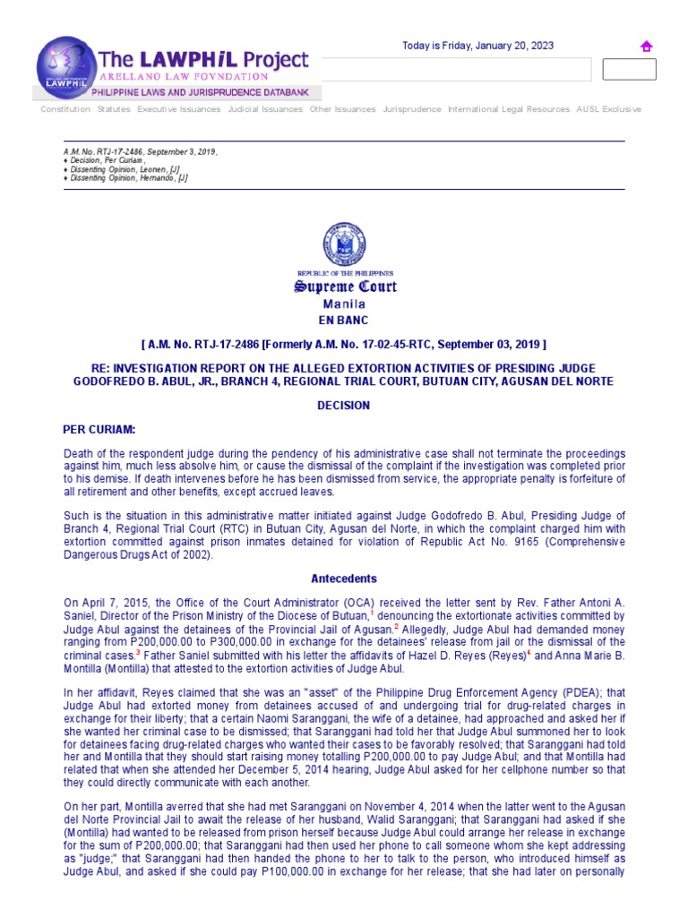A.M. No. RTJ-17-2486 Formerly A.M. No. 17-02-45-RTC | PDF | Prosecutor | Judge