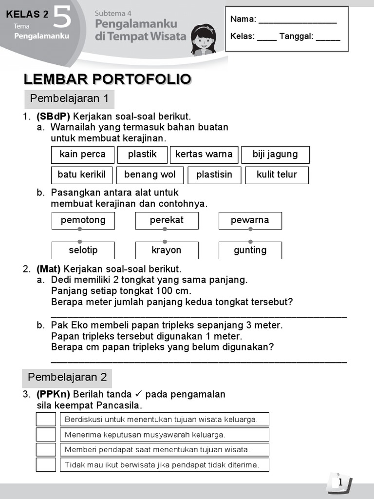 LEMBAR PORTOFOLIO BUPENA 2C Tema 5 Sub 4 | PDF