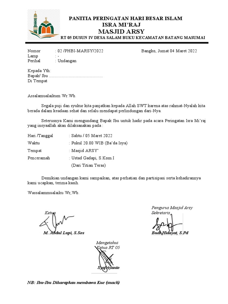 UNDANGAN Isra Miraj | PDF